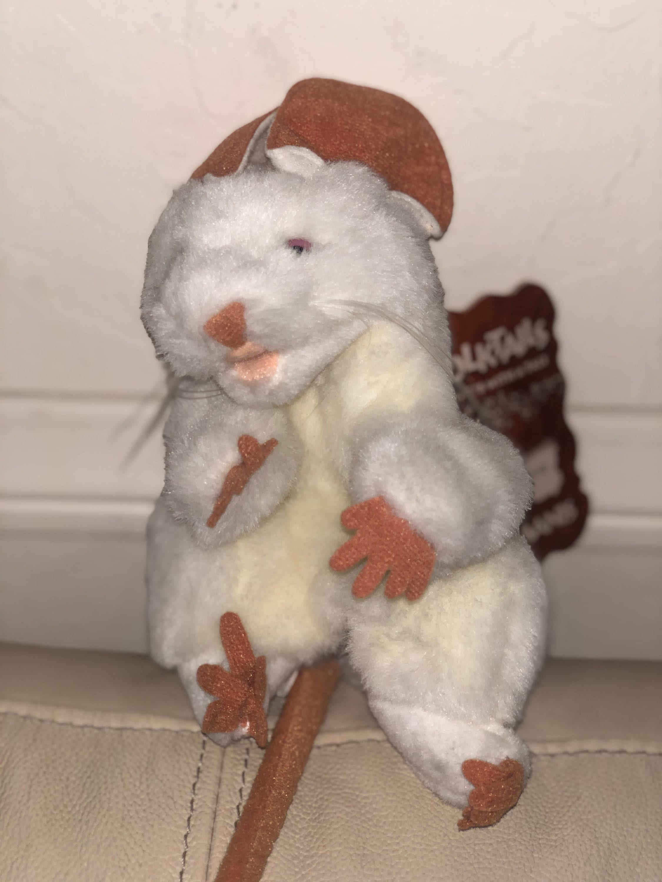 Folkmanis White Mouse Full Body Puppet, Rat Pink Eyes Hand Puppet ...