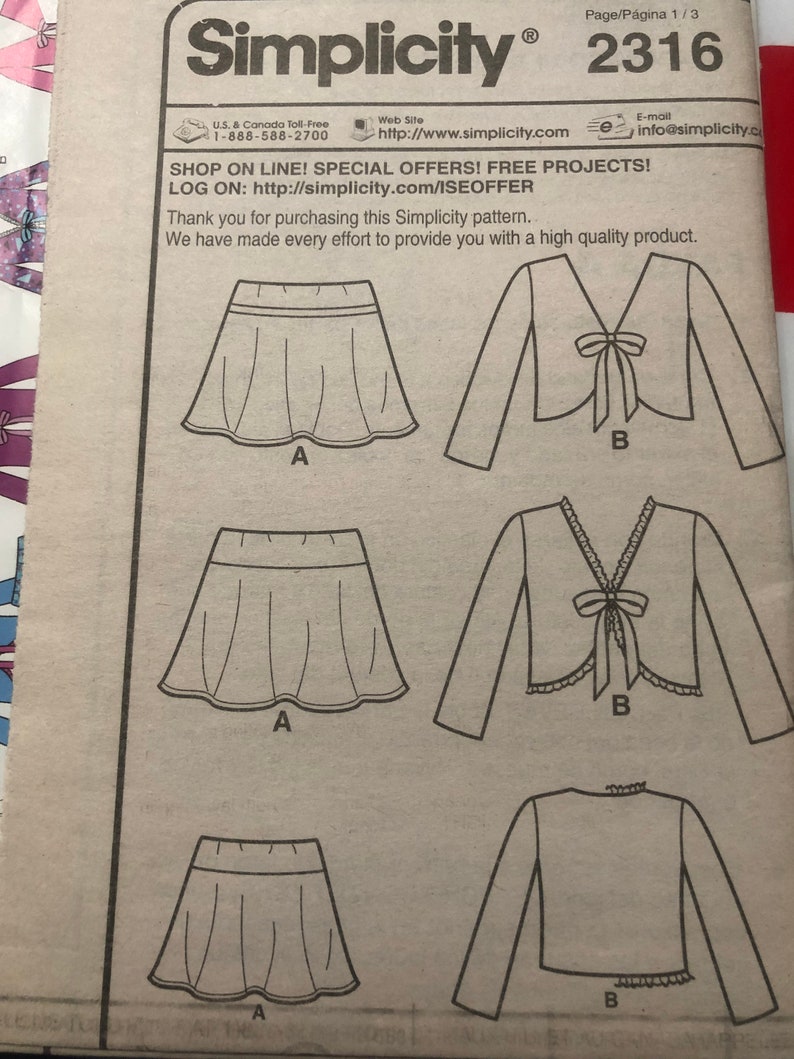 Simplicity 2316 Girls Sweater Jacket With Ribbon Tie Front, Flared Knee ...