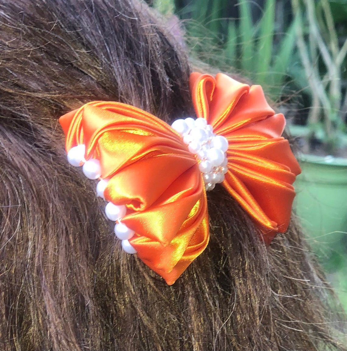 Kanzashi Ribbon Bow Hair Clip, Handmade Flower Barrette Clasp, Long ...