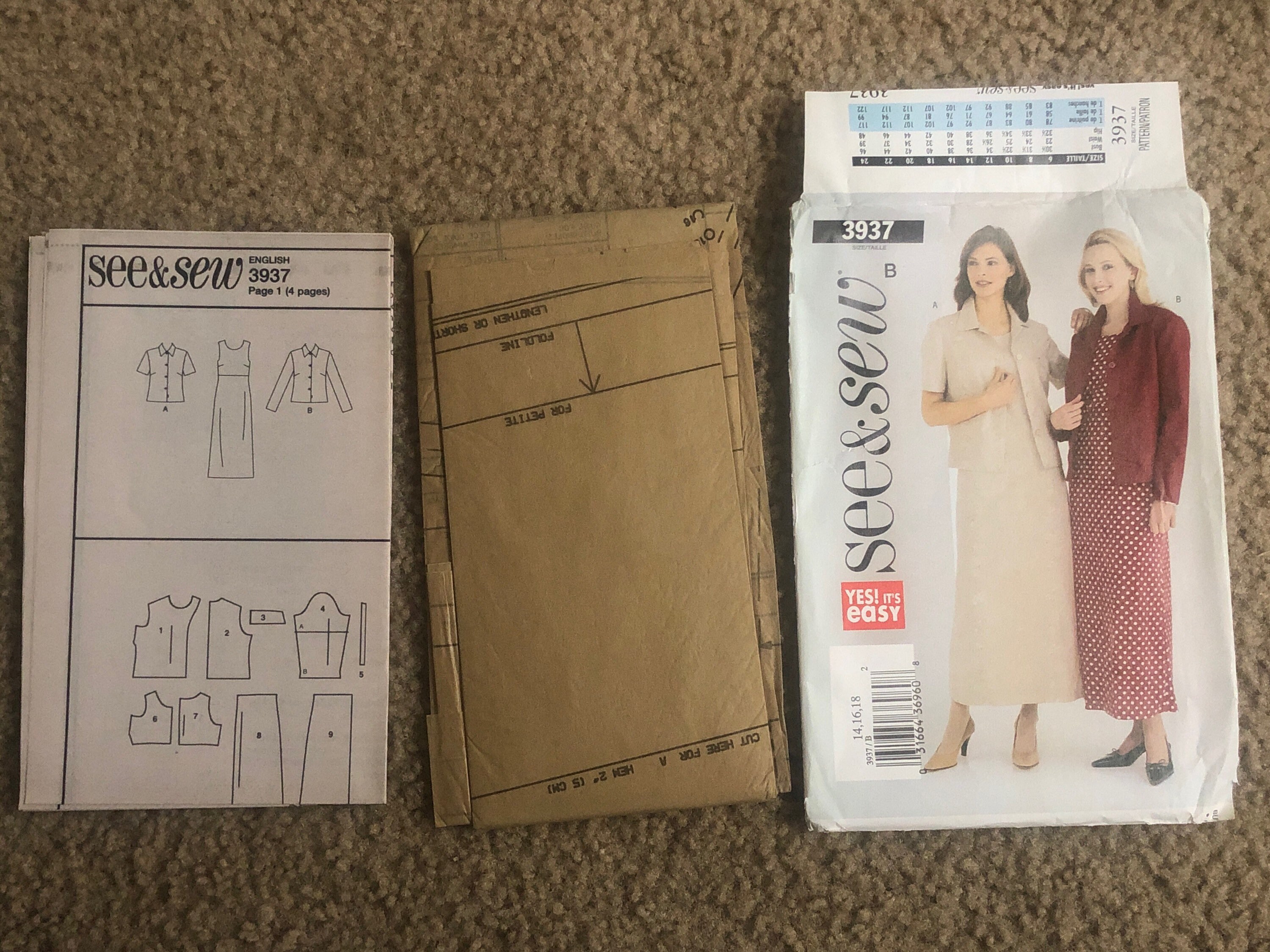 See and Sew 3937 Misses Petite Button Front Jacket Long / Short Sleeves ...