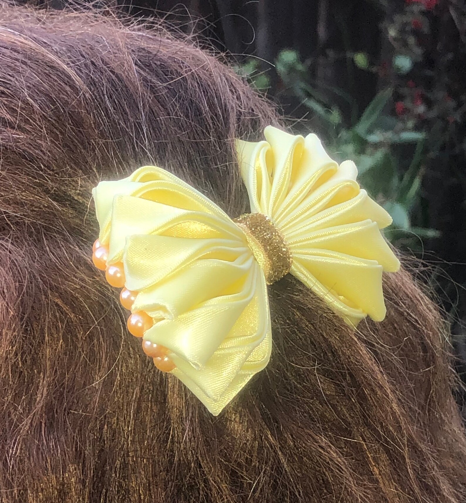 Kanzashi Ribbon Bow Hair Clip, Handmade Flower Barrette Clasp, Long ...