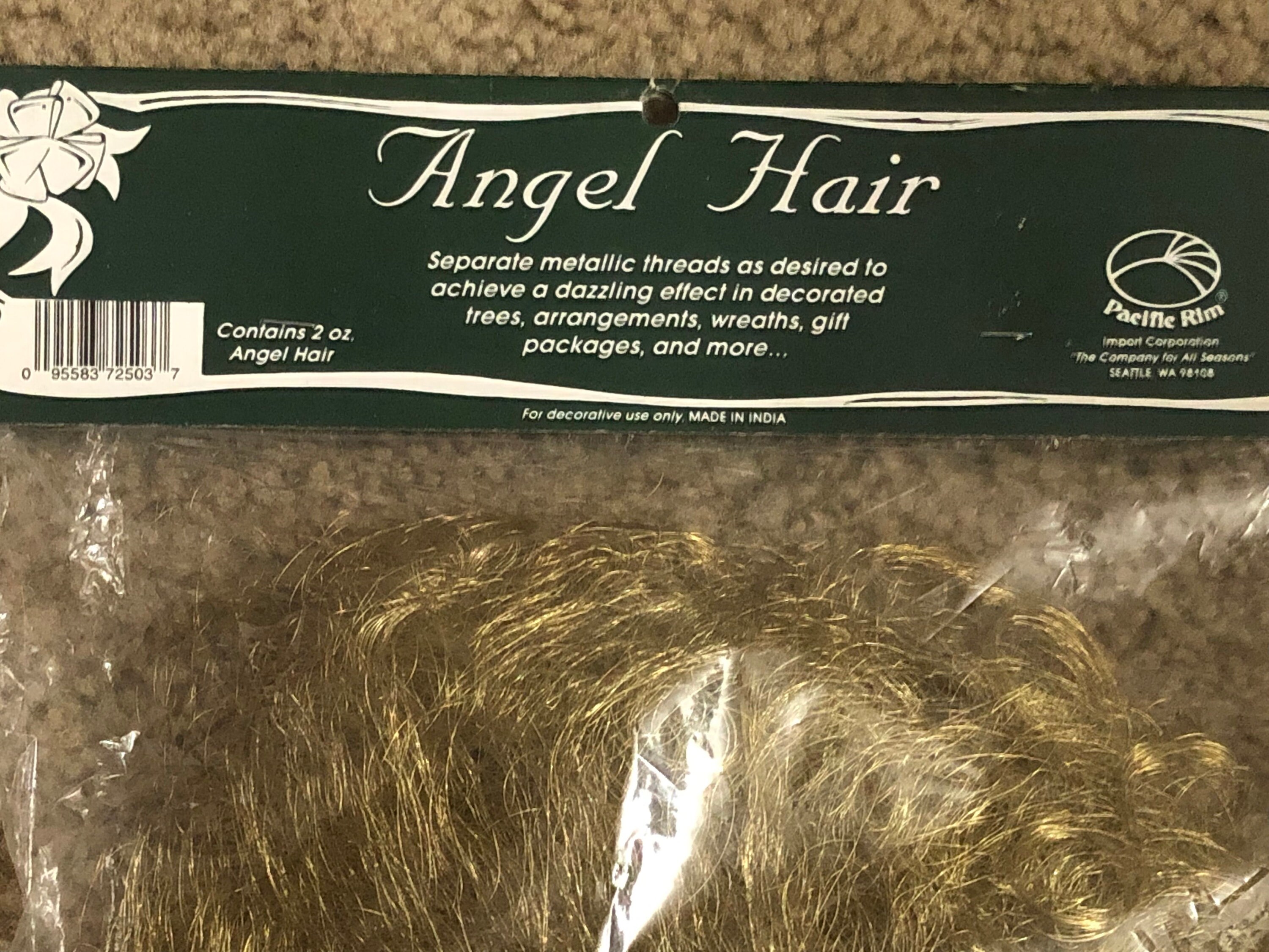 Angel Hair Curly 2 Oz. / 56.6g Metallic Gold Christmas Decoration - Etsy