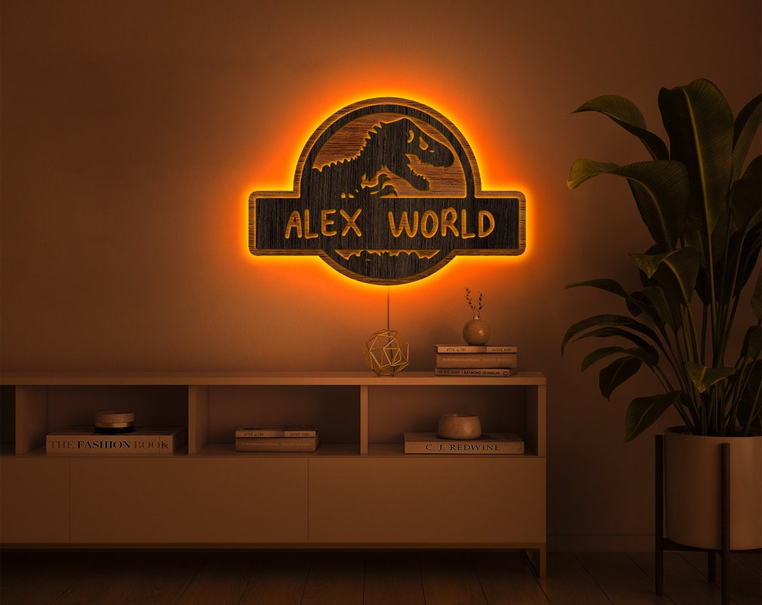 Dinosaur Name Sign Led, Custom Dinosaur Light up Sign, Custom Nursery ...