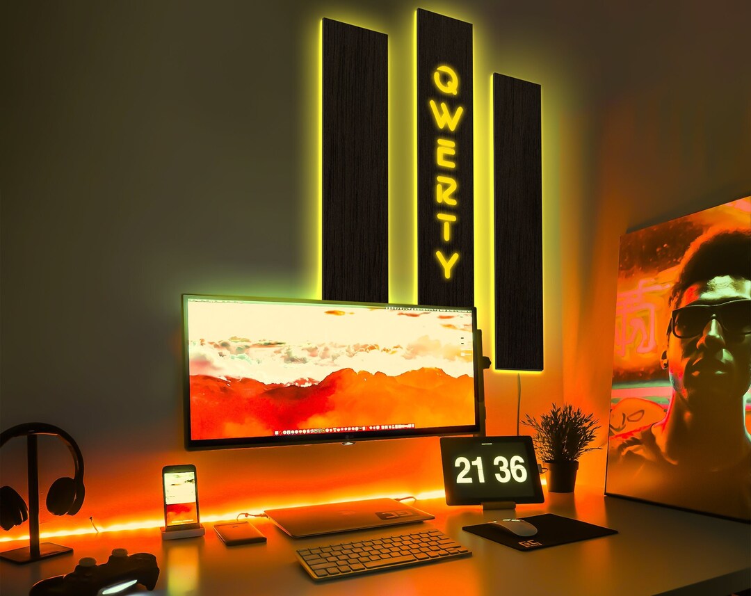 Led Panel Light,gaming Room Decor,gaming Zone Led Decor,game Room Led ...