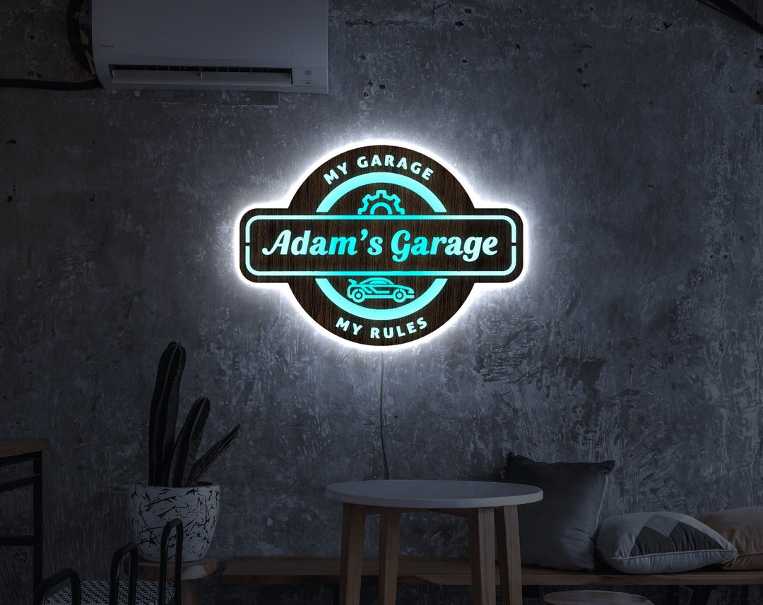 Garage Light up Sign, Personalized Garage Neon Sign,custom Garage Name ...