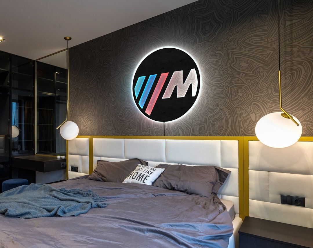 BMW M Wood Neon Sign, M Logo Car Neon Sign Bedroom, Bmw M Logo Led Neon ...