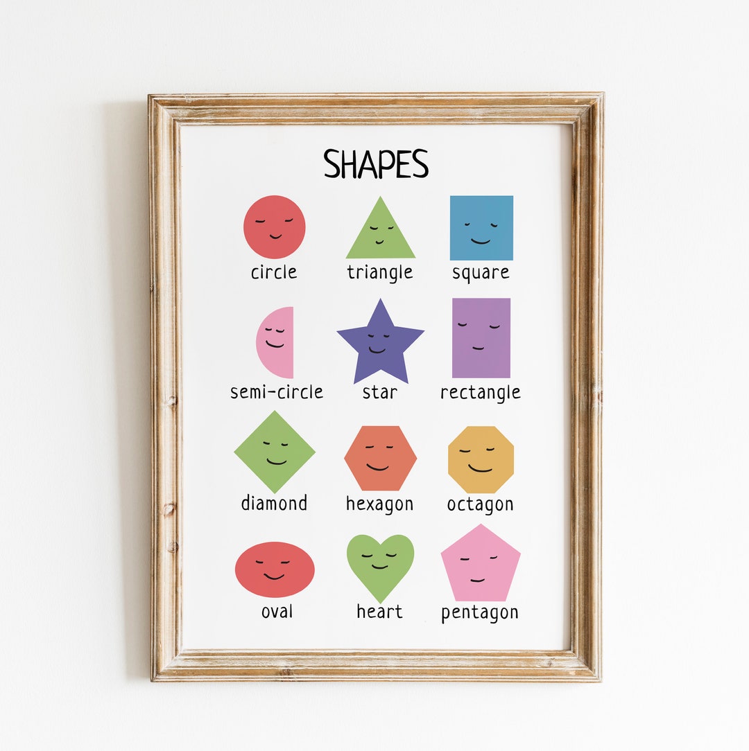 Learning Shapes Printable Wall Art Educational Preschool Learning Print ...