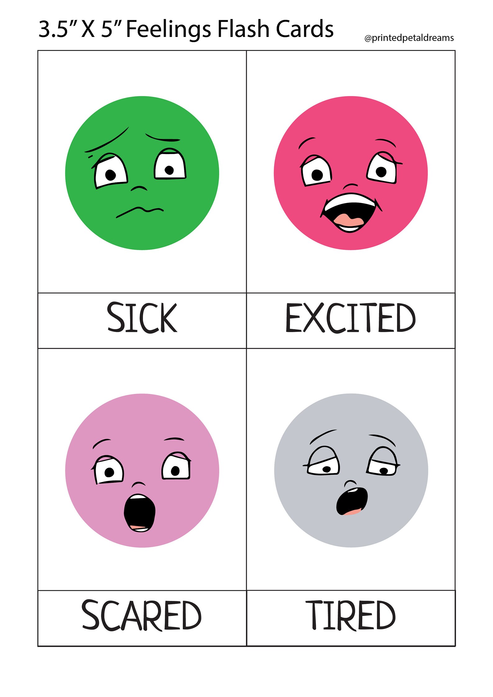 Printable FEELINGS Flashcards, Educational Preschool Learning ...