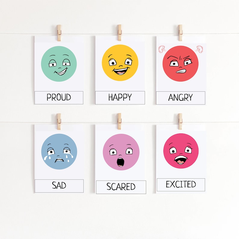 Printable FEELINGS Flashcards, Educational Preschool Learning ...