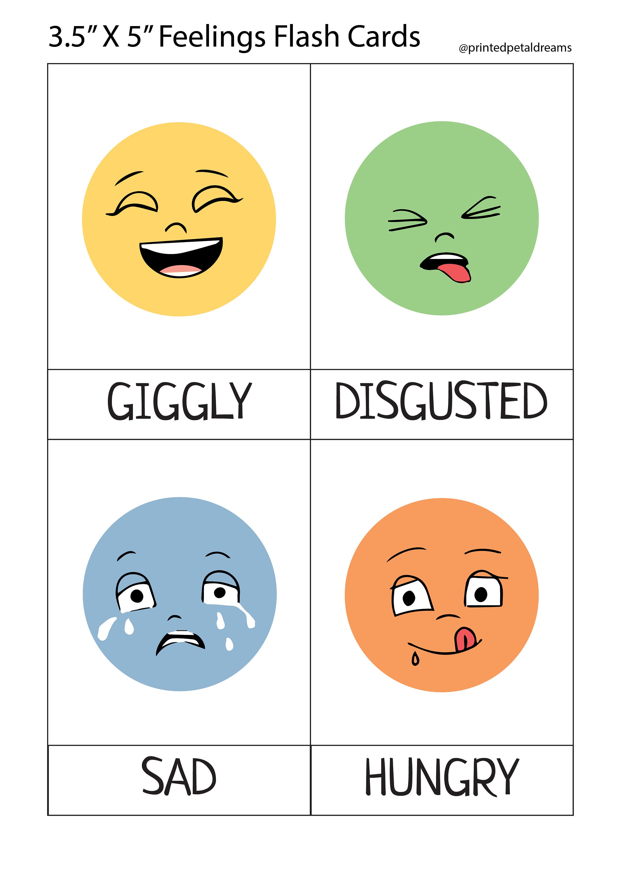 Printable FEELINGS Flashcards, Educational Preschool Learning ...