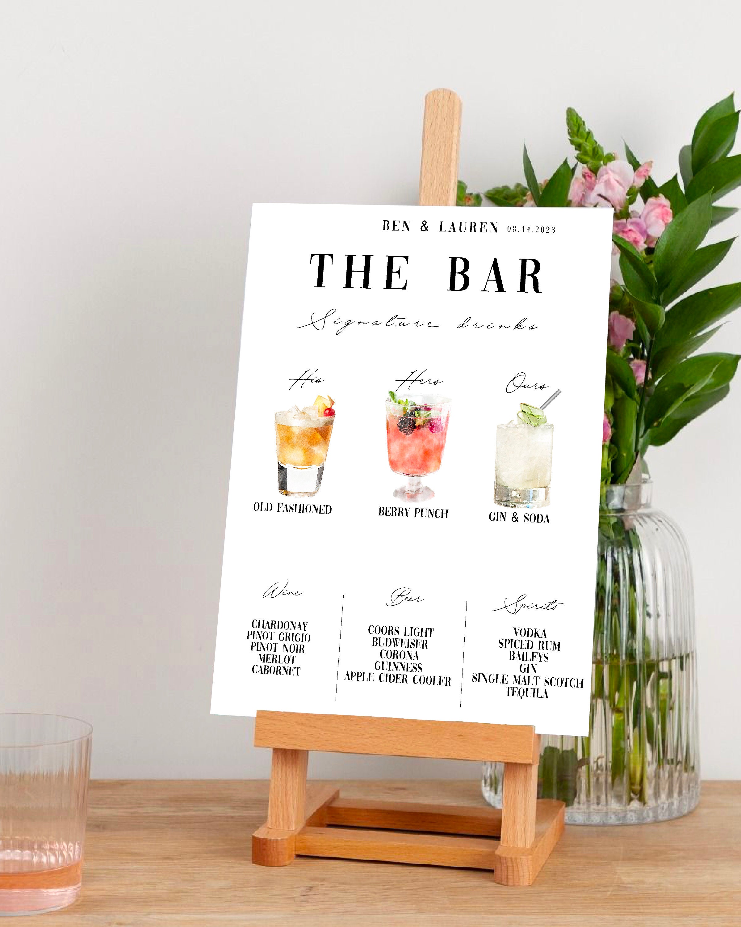 Pet Signature Cocktail. Wedding Bar Menu. - Etsy Canada