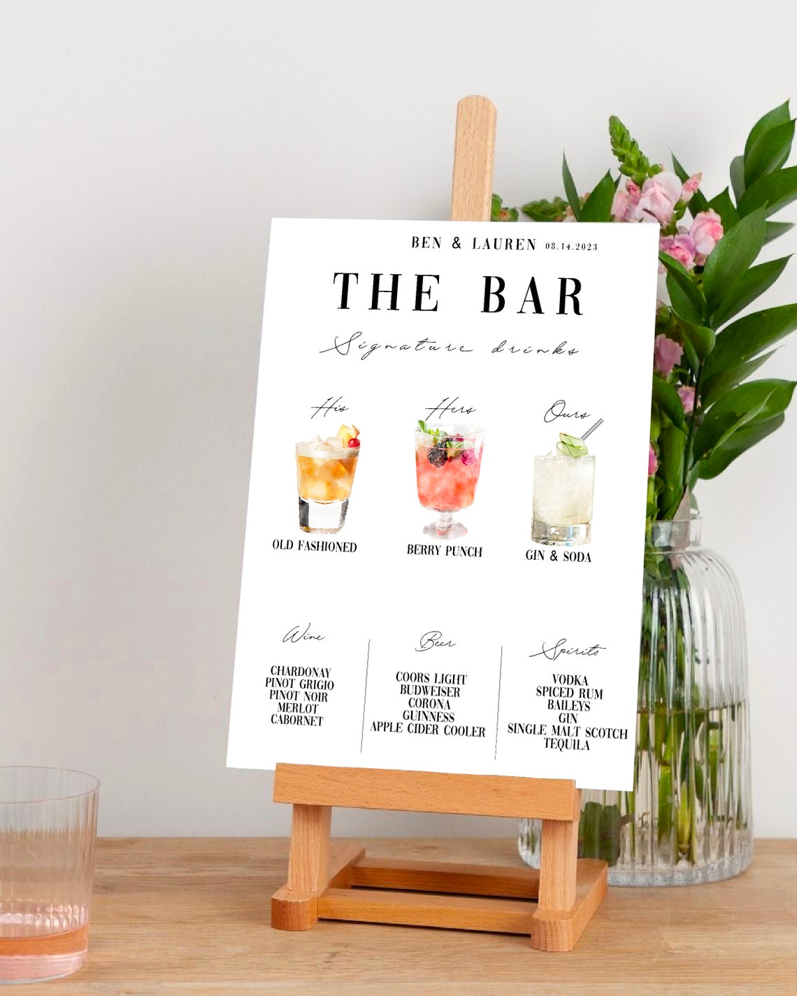 Bar Menu for Wedding or Special Event. Custom Made to Order. - Etsy Canada