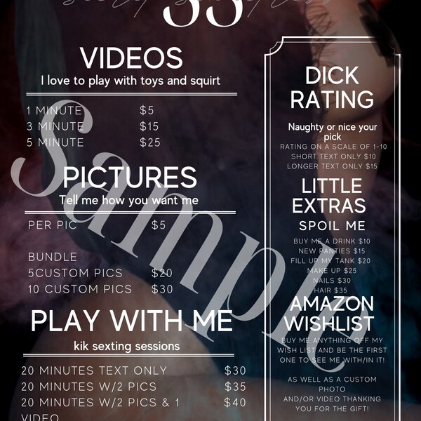 Onlyfans Tip Menu - Etsy