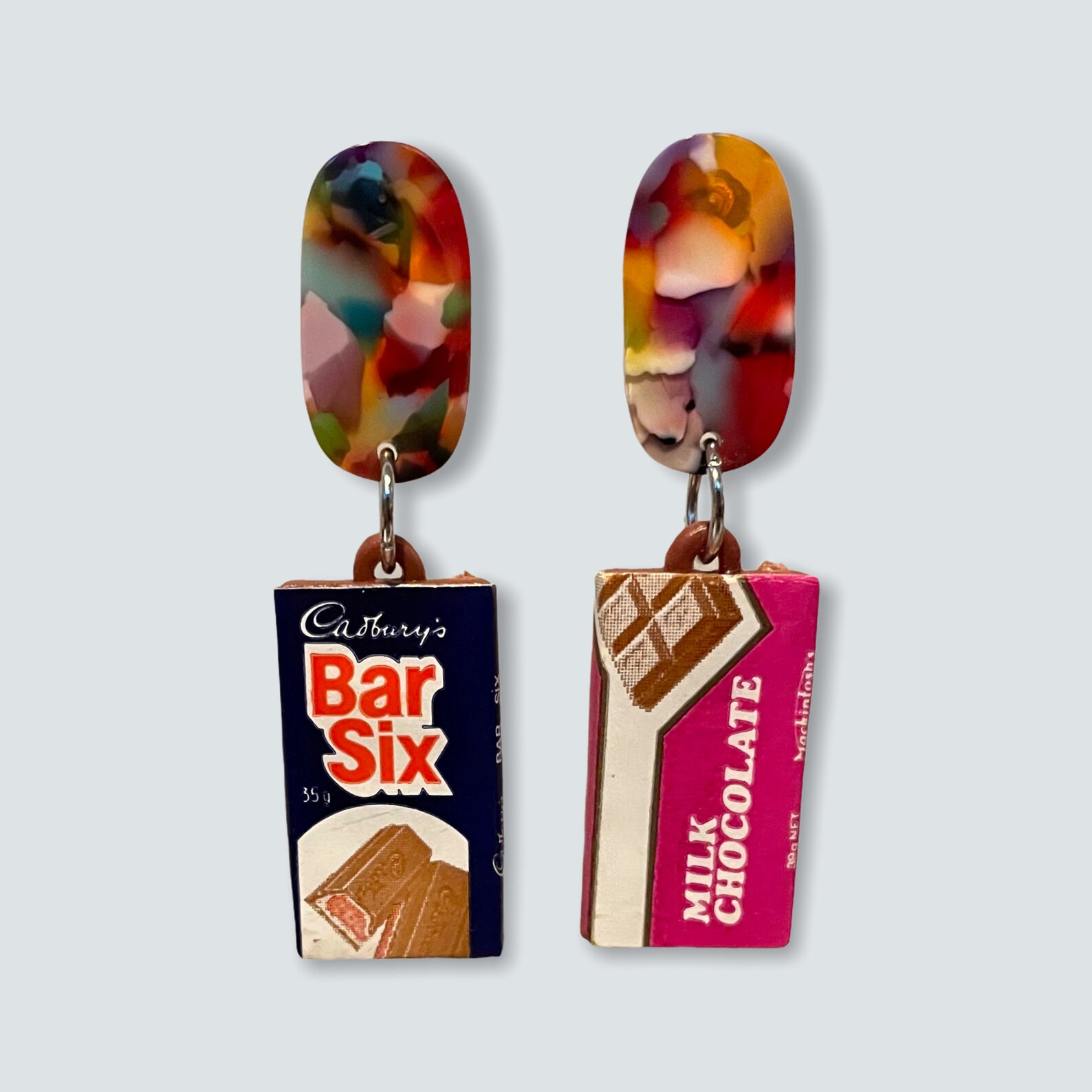 Candy Charm Earrings, 80s Bell Charms, Chocolate Bar Charms, Upcycled ...