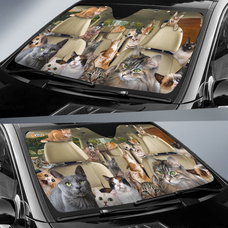 Cat Family Car Sun Shade, Cute Cat Gifts, Cat Car Accessories sold by ...