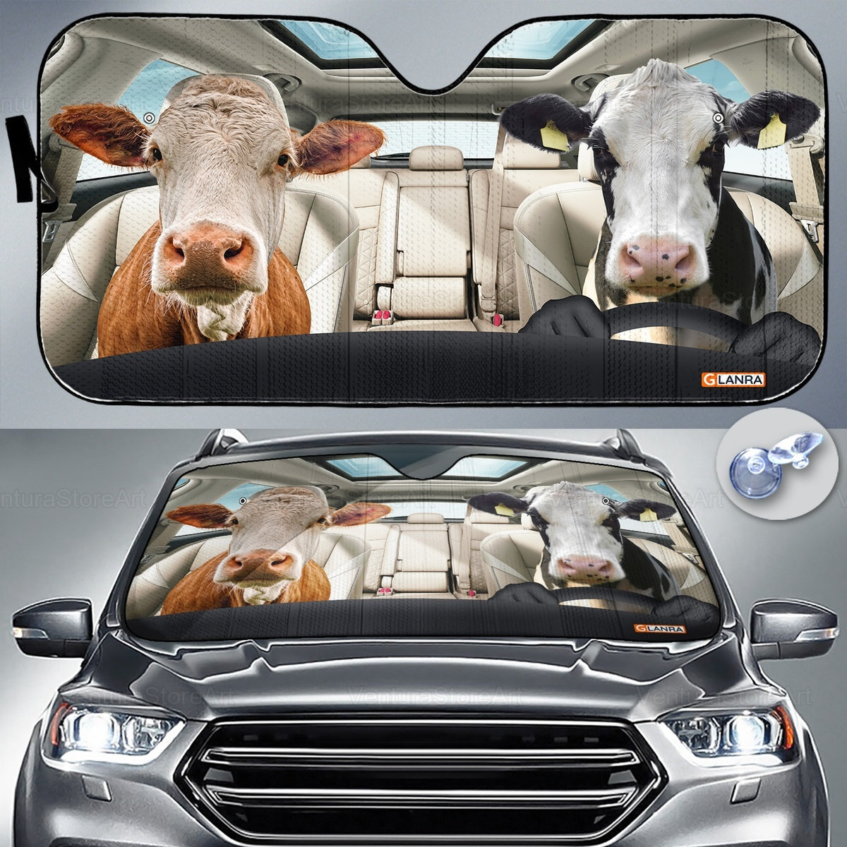 Cow Car Sunshade, Cow Lover, Heifer Car Sun Shade, Cow Car Decoration ...