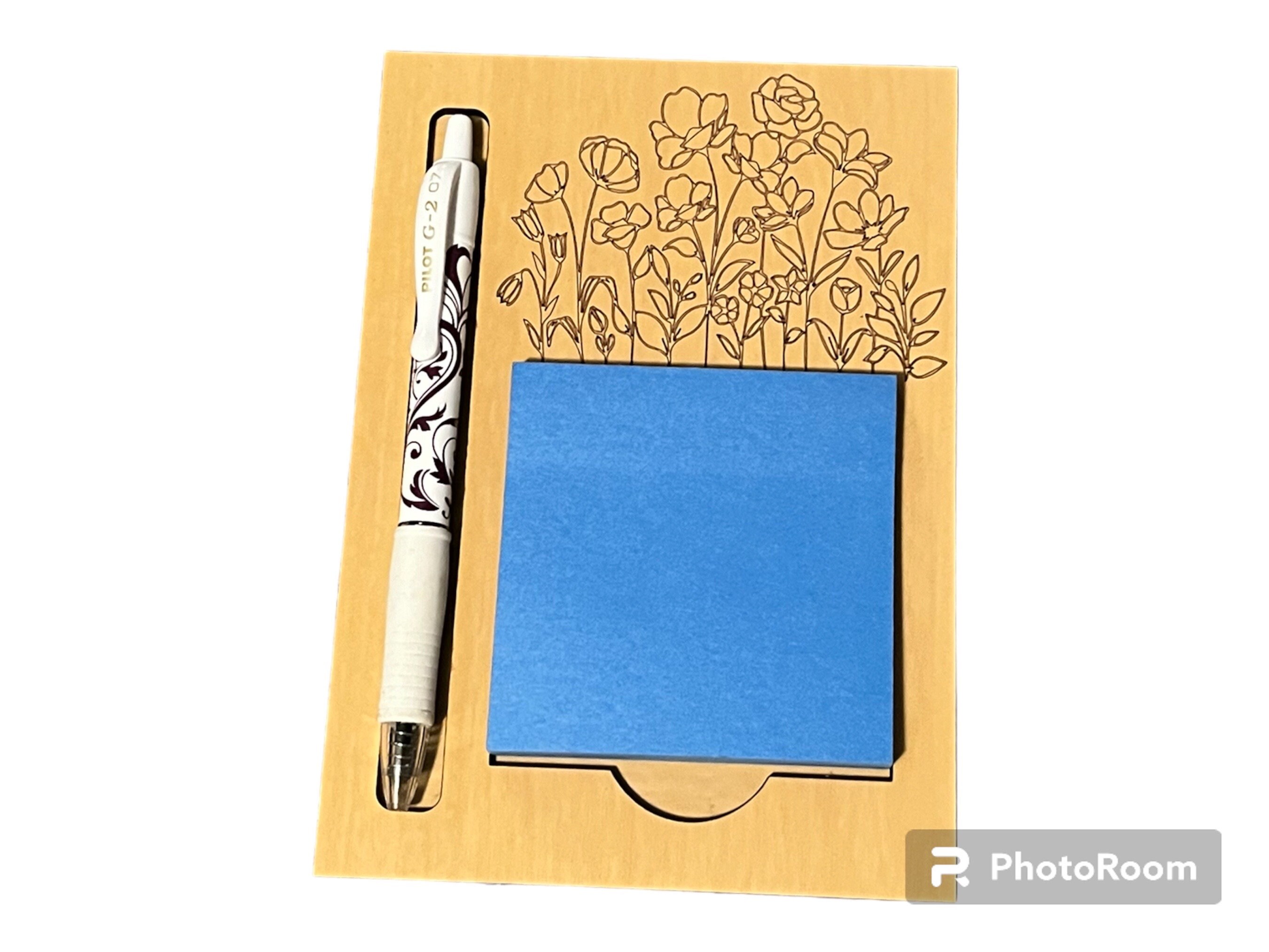 Sticky Note Pen Holder, Post It Holder With Pen Holder, Personalized ...