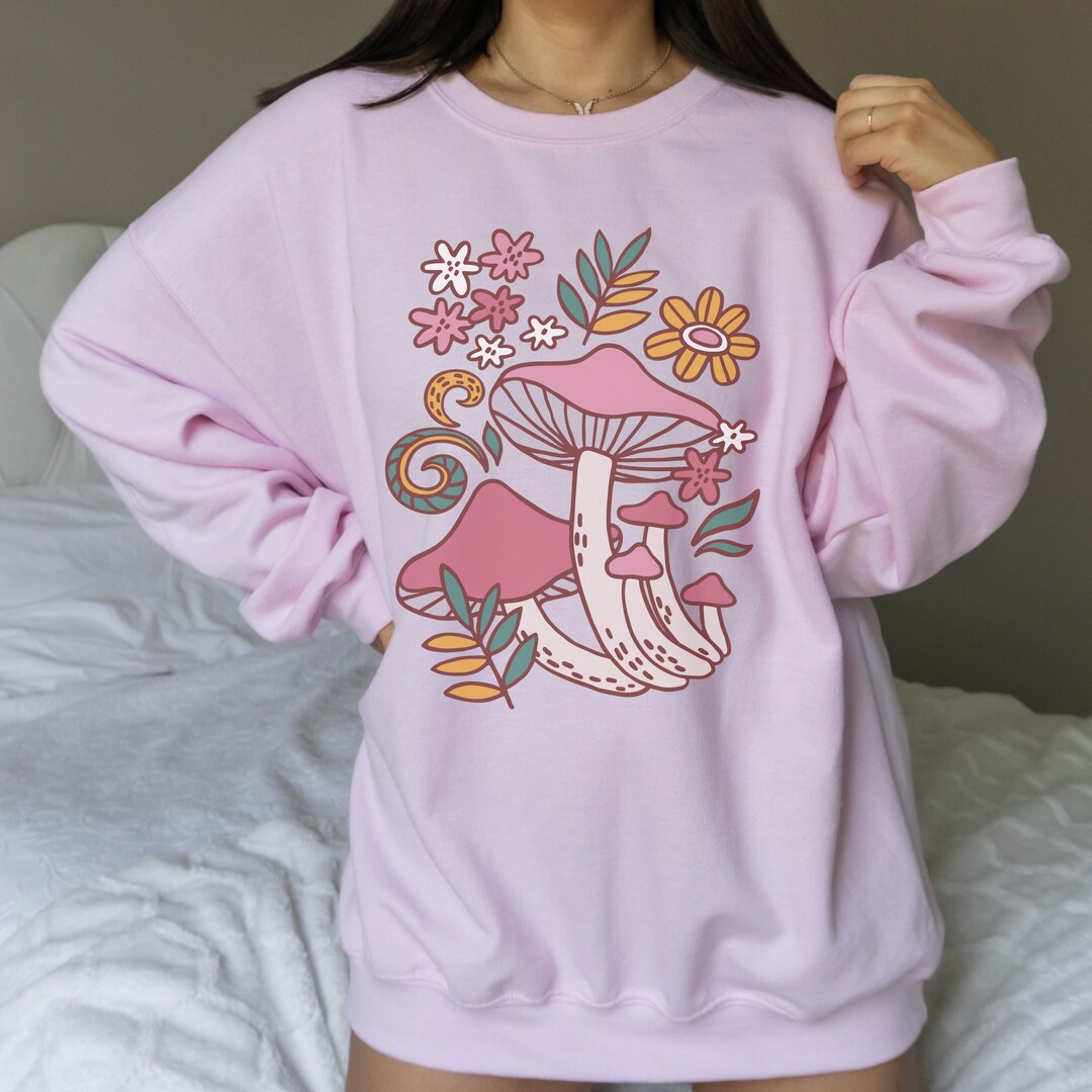 Mushroom Crewneck Mushroom Print Shirt Indie Clothes Alt - Etsy