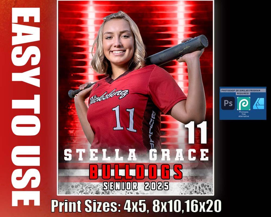 Softball Senior Banner Poster Template - Etsy