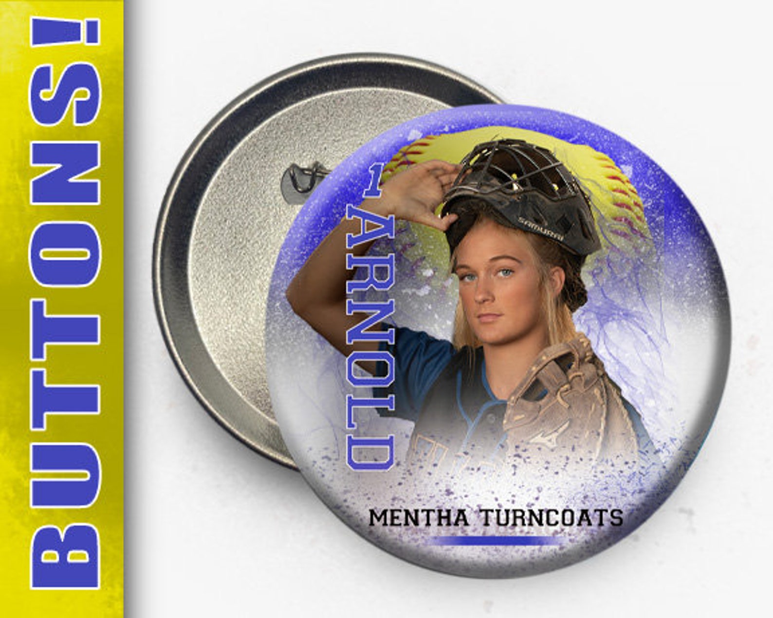 Softball Button Template - Etsy
