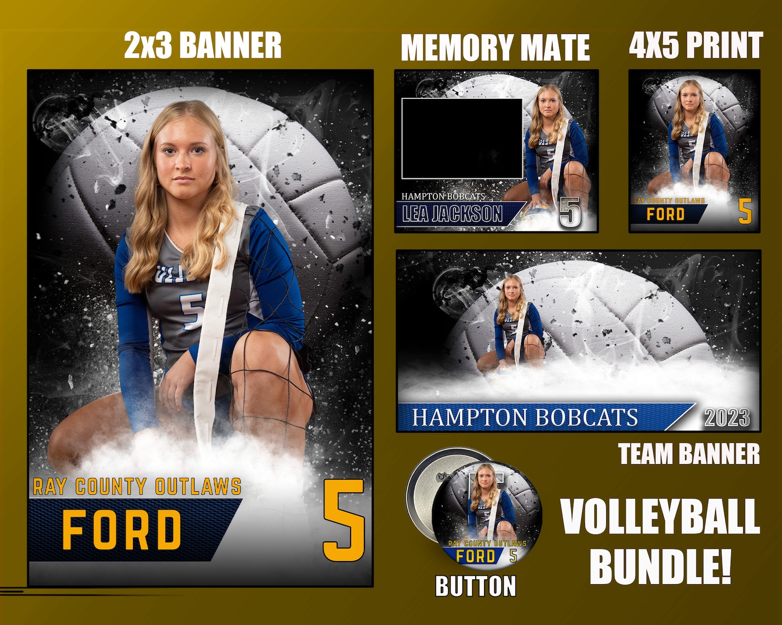 Volleyball Photoshop Template Bundle 4x5 Ration, 2x3 Ratio, Memory Mate ...