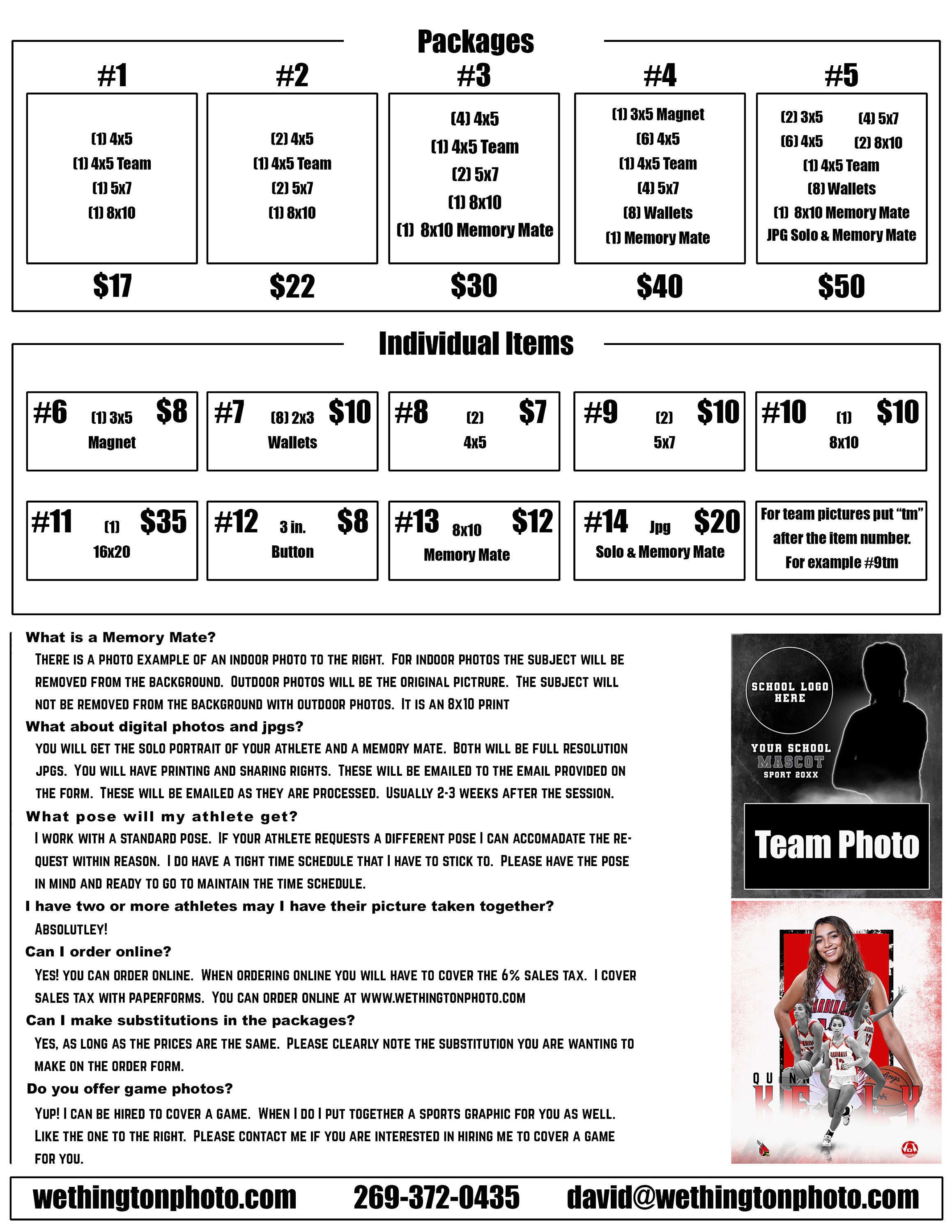 Photography Order Form for Volume Photography and Sports Photography - Etsy