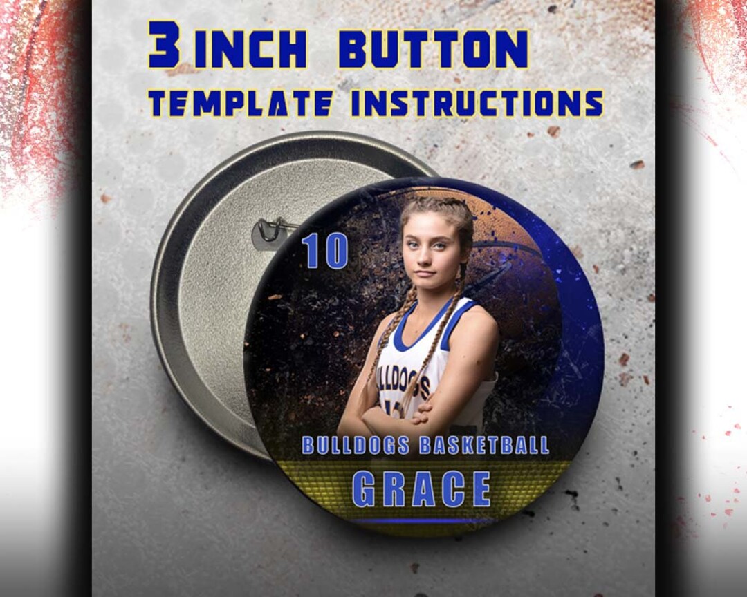 Basketball Button Template - Etsy
