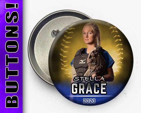 Softball Button Template - Etsy
