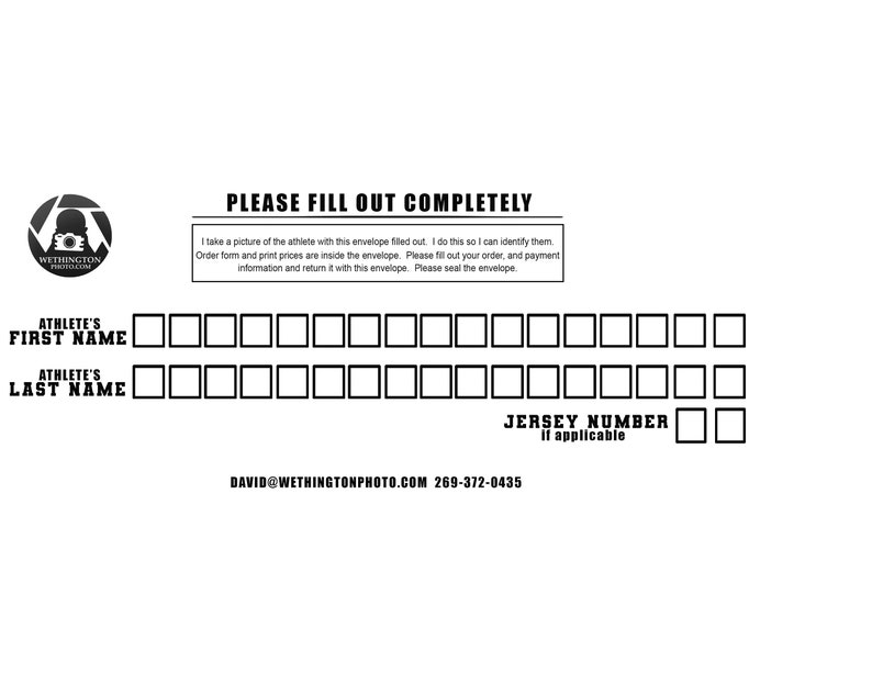 Photography Order Form for Volume Photography and Sports Photography - Etsy