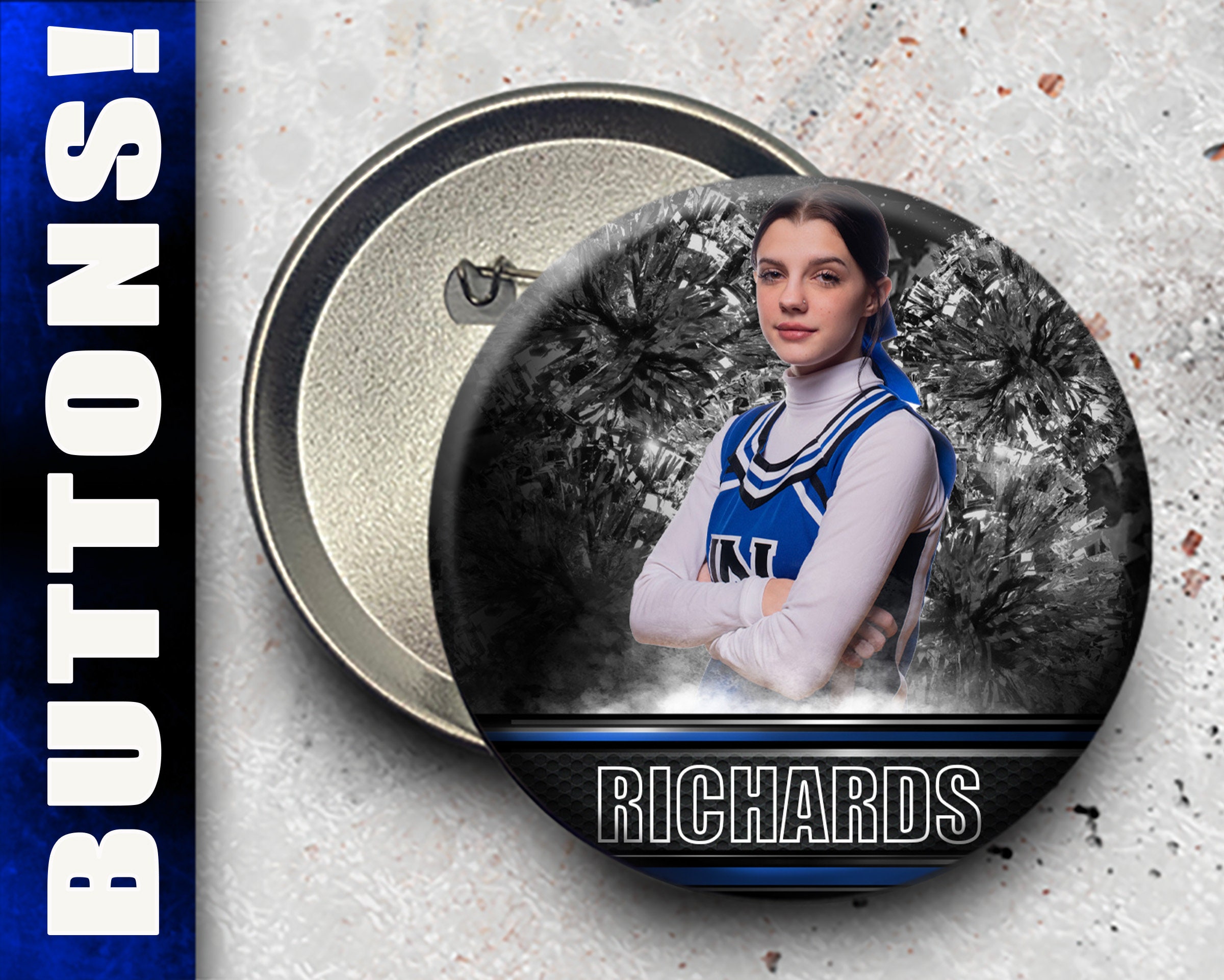Cheerleading Photo Button Template for High School and Youth ...