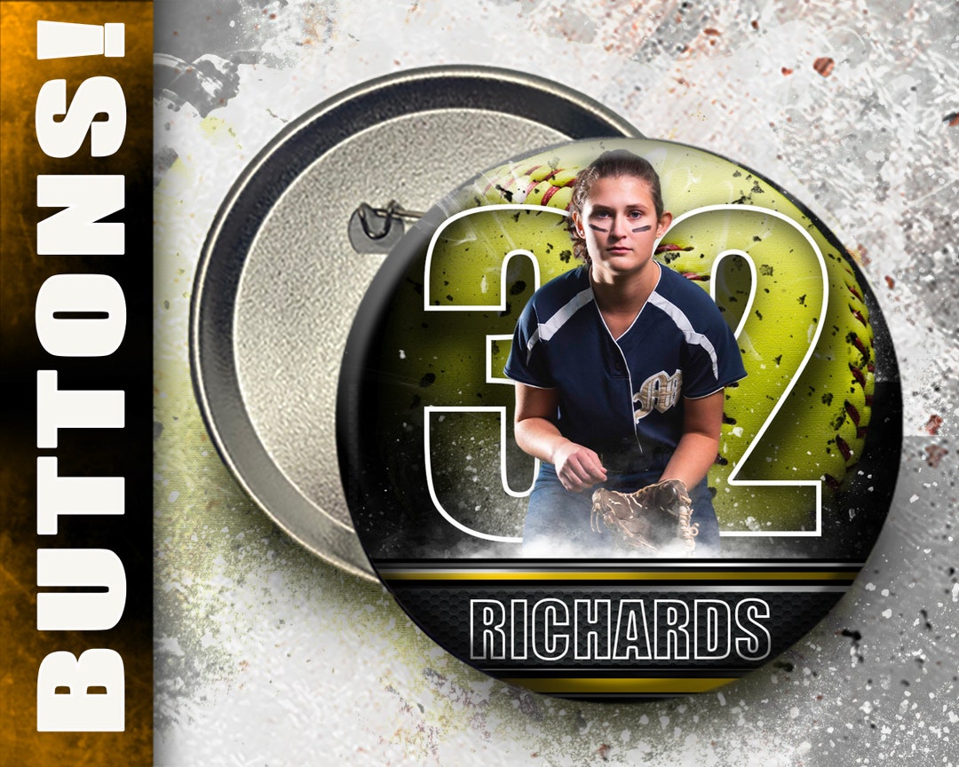 Softball Photo Button Template - Etsy