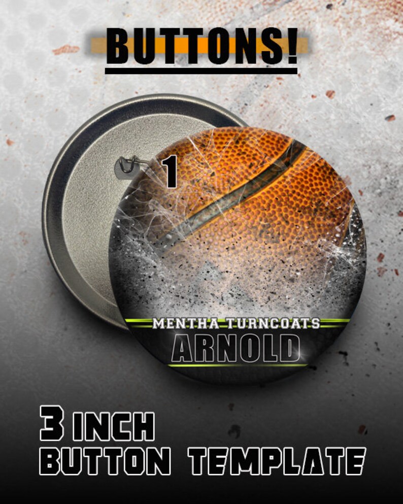 Basketball Button Template - Etsy