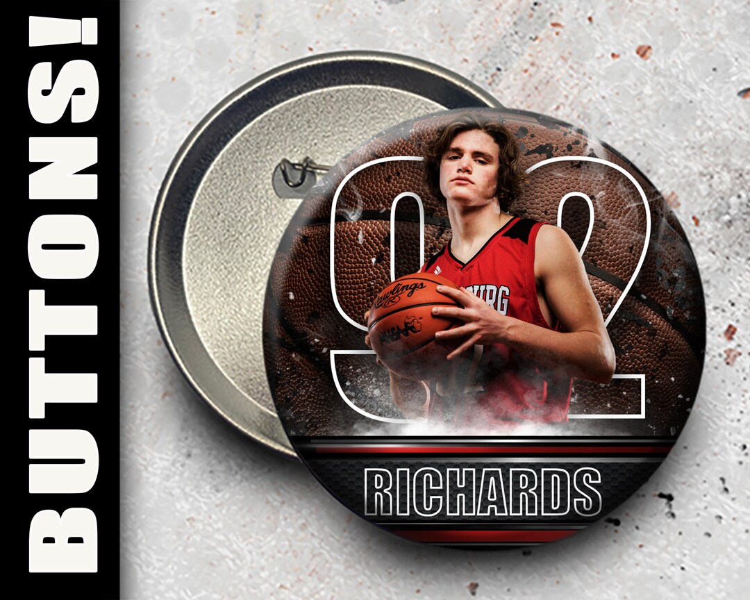 Basketball Photo Button - Etsy