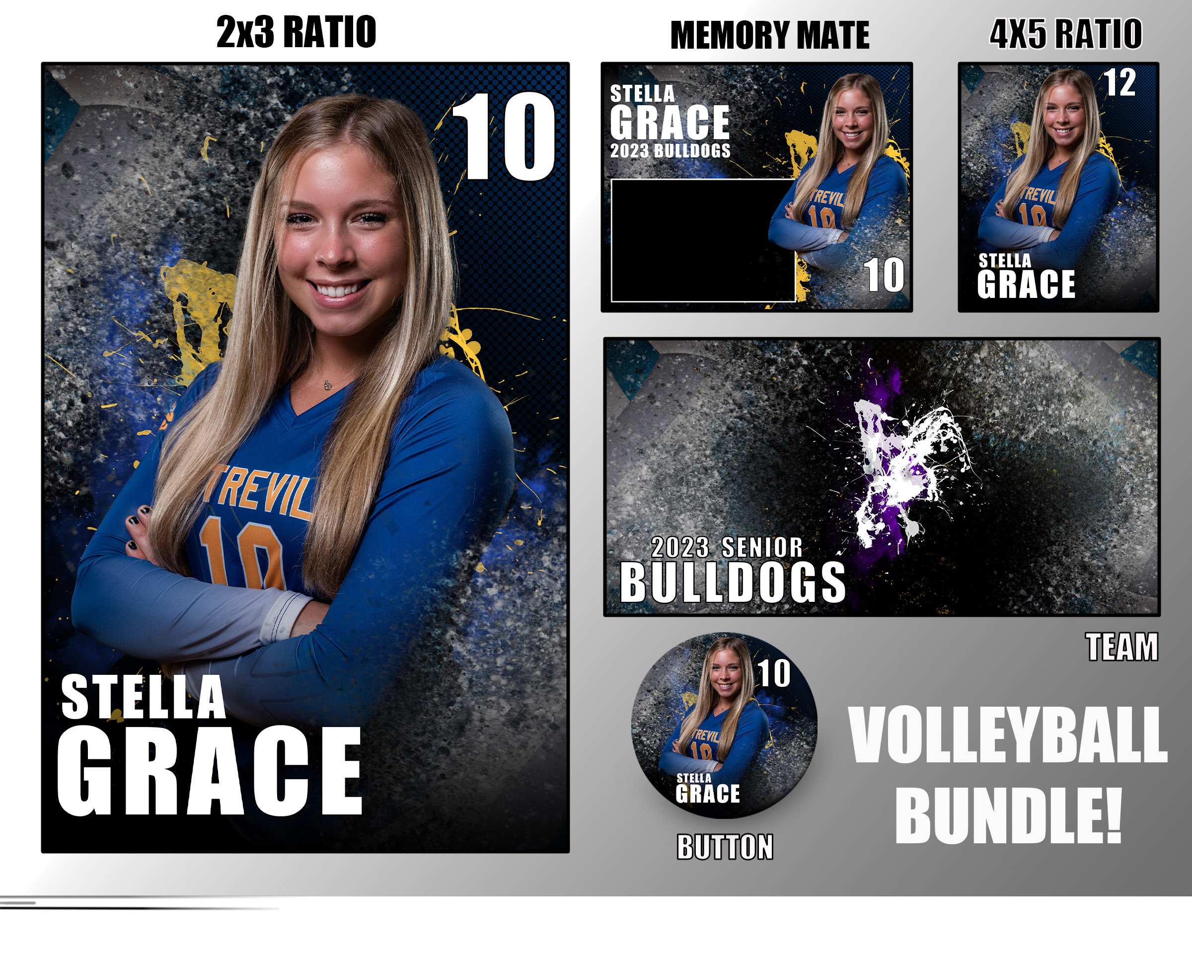 Volleyball Banner and Button Template Bundle Set - Etsy