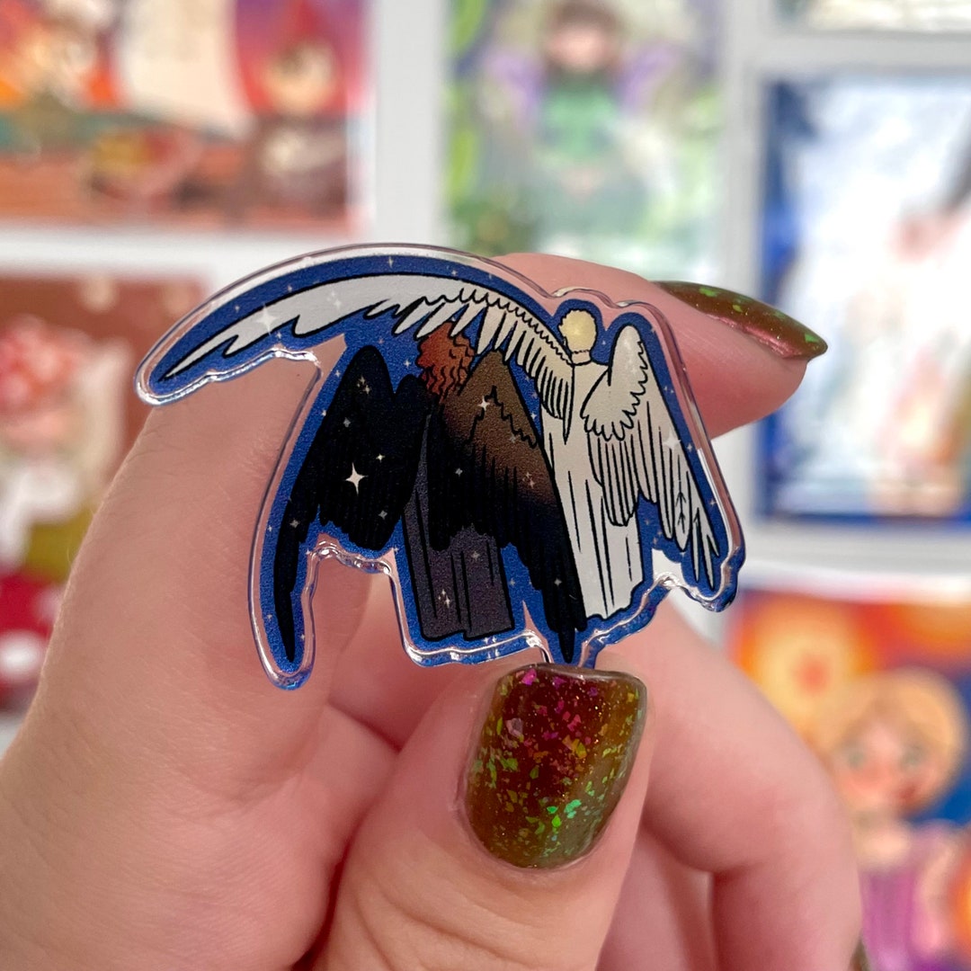 Aziraphale and Crowley Angel Acrylic Pin - Etsy