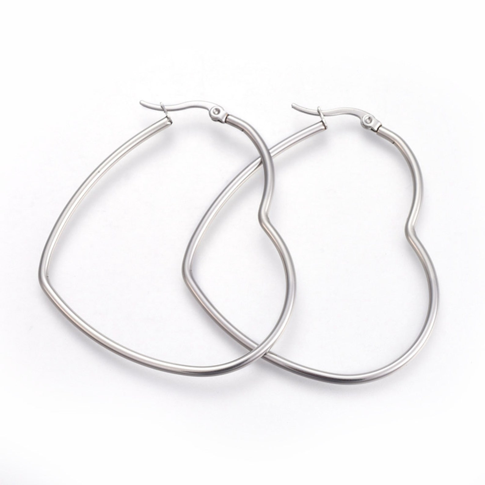 Stainless Steel Heart Hoops, Large Hoop Findings for DIY Jewellery ...