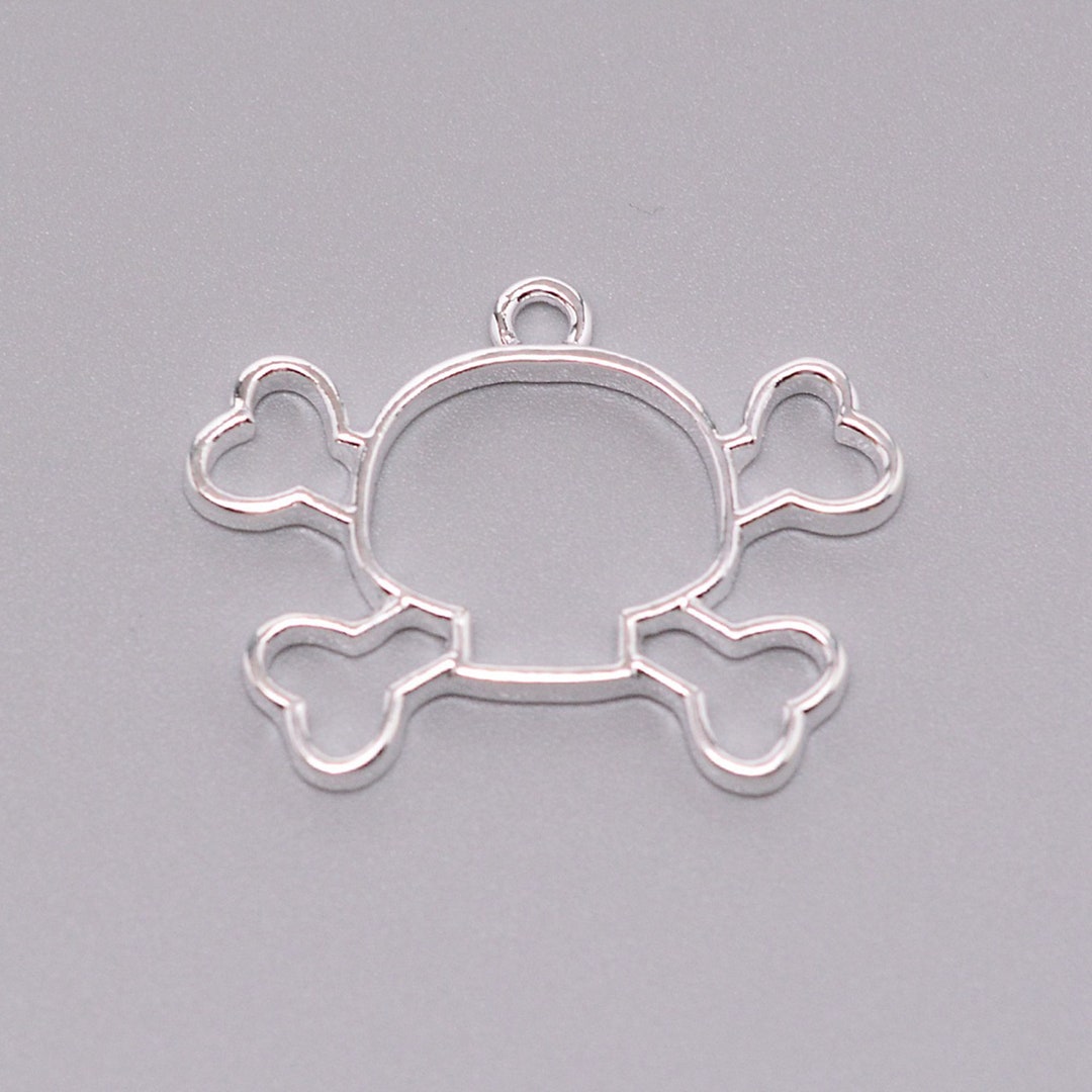 Skull Open Back Resin Bezel Jewellery Pendant, Set of 2 Open Back Blank ...