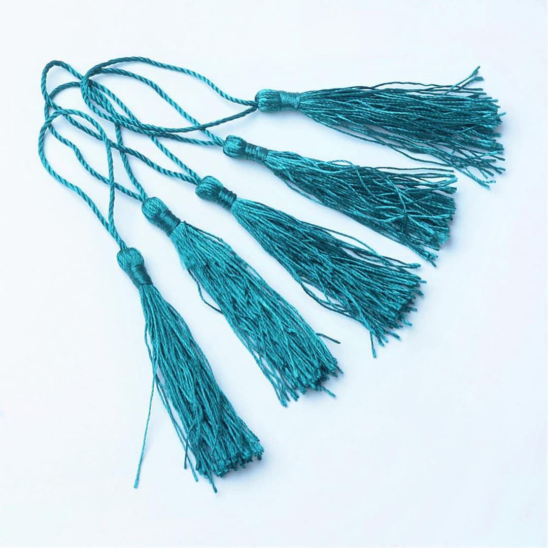 10 Pcs Teal Bookmark Tassels, Silky Craft Tassels, Decorative Tassel ...