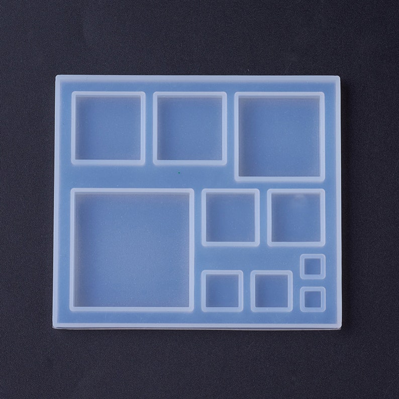 Square Silicone Mould, 10 Square Jewellery Earring Epoxy Resin Pendant ...