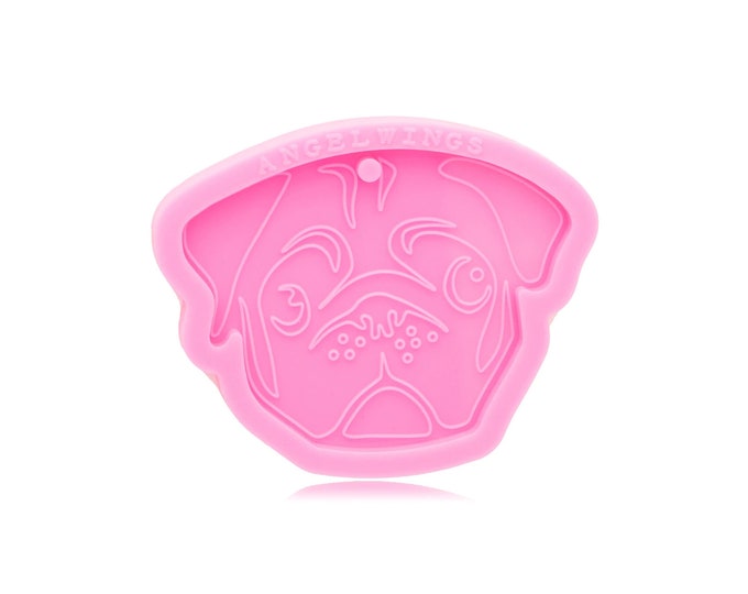 Pug Face Keychain Silicone Mould, Pug Dog Epoxy Resin Pendant Mold, Dog ...