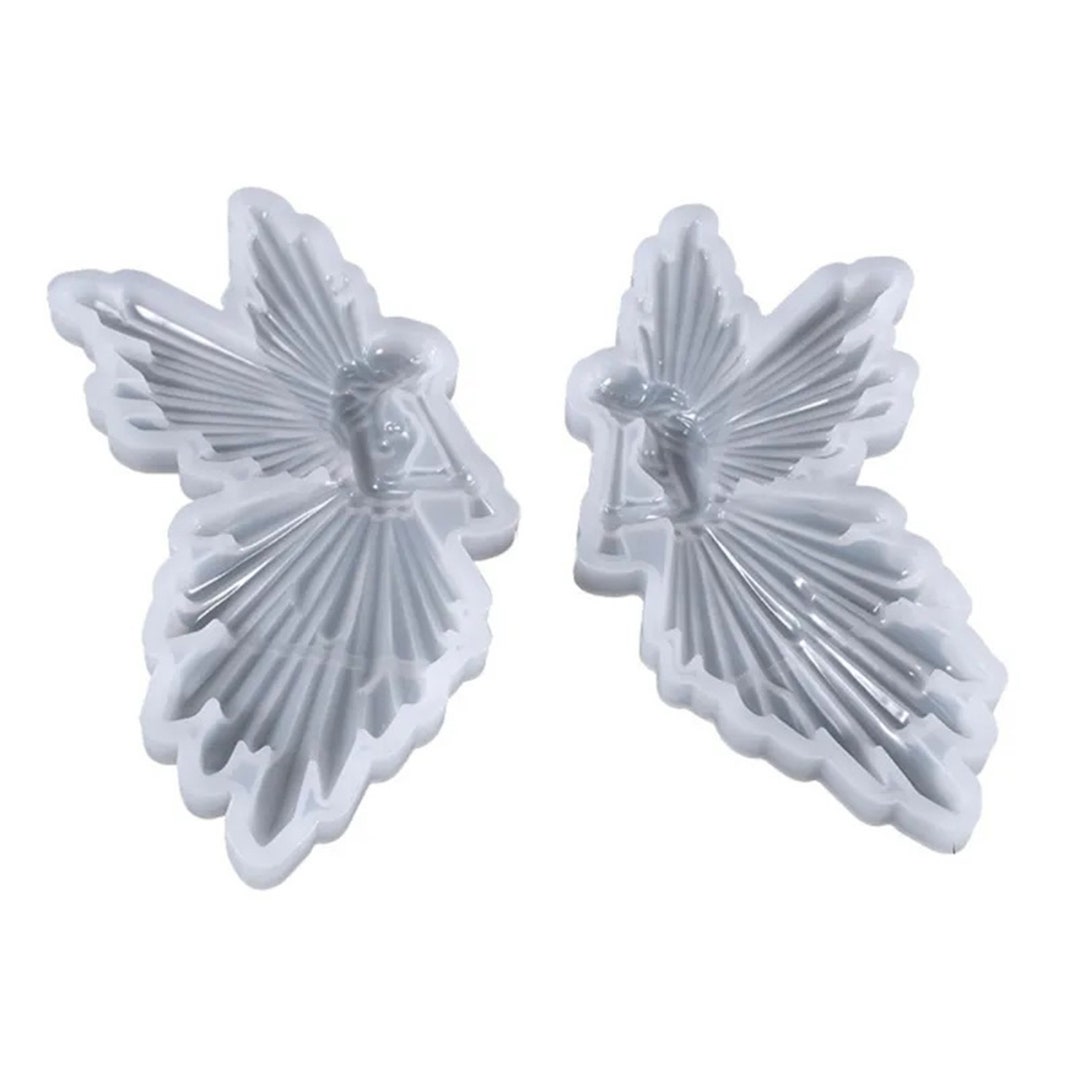 Set of 2 Angels Silicone Moulds, Girl With Flute Resin Silicone Mold ...