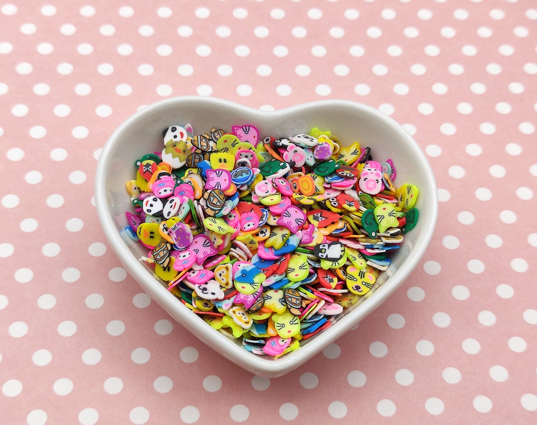 10g/20g Animal Mix Clay Fimo Slices, Cute Animal Faces Resin Craft ...