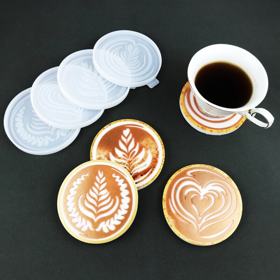 Coffee Art Coaster Silicone Mould, Latte Art Coaster Resin Mold ...