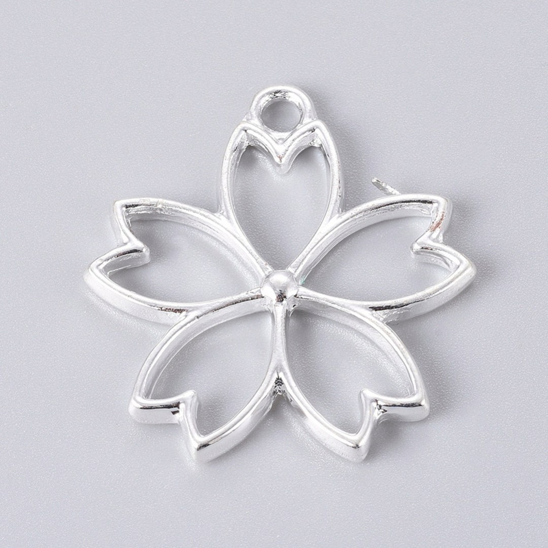 Flower Open Back Bezel Jewellery Pendant, Sakura Flower Open Back ...