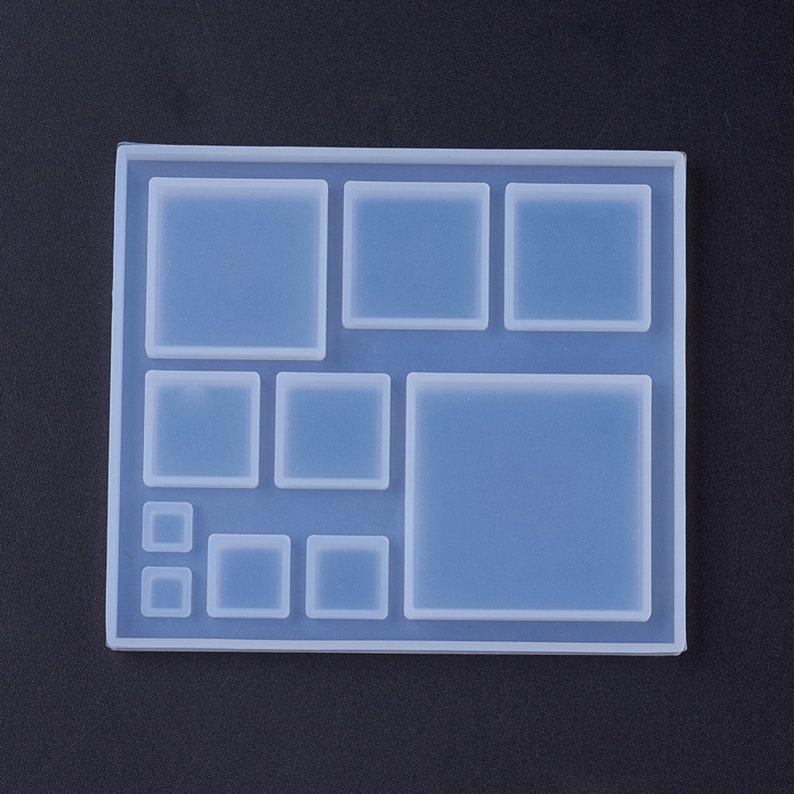 Square Silicone Mould, 10 Square Jewellery Earring Epoxy Resin Pendant ...
