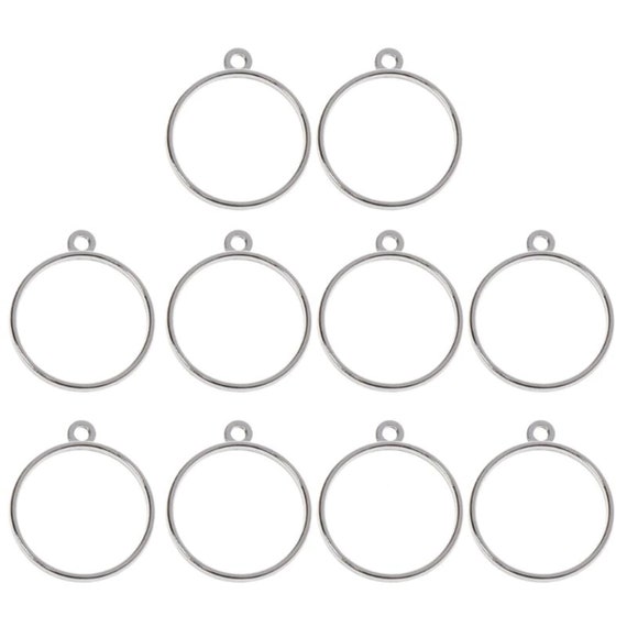 10 Pcs Open Back Round Resin Bezel Jewellery Pendant Silver - Etsy