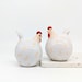 White Hen Ceramic Figurine Set of 2 Rooster Chicken Hen Statue Ceramic ...