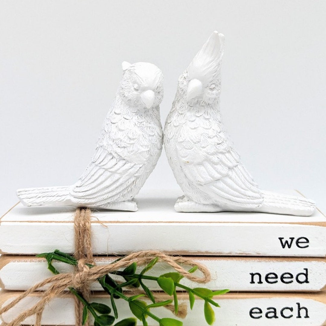 Set of 2 White Cockatoo Bird Figurine | Cockatoo Gifts | Cockatoo Home ...