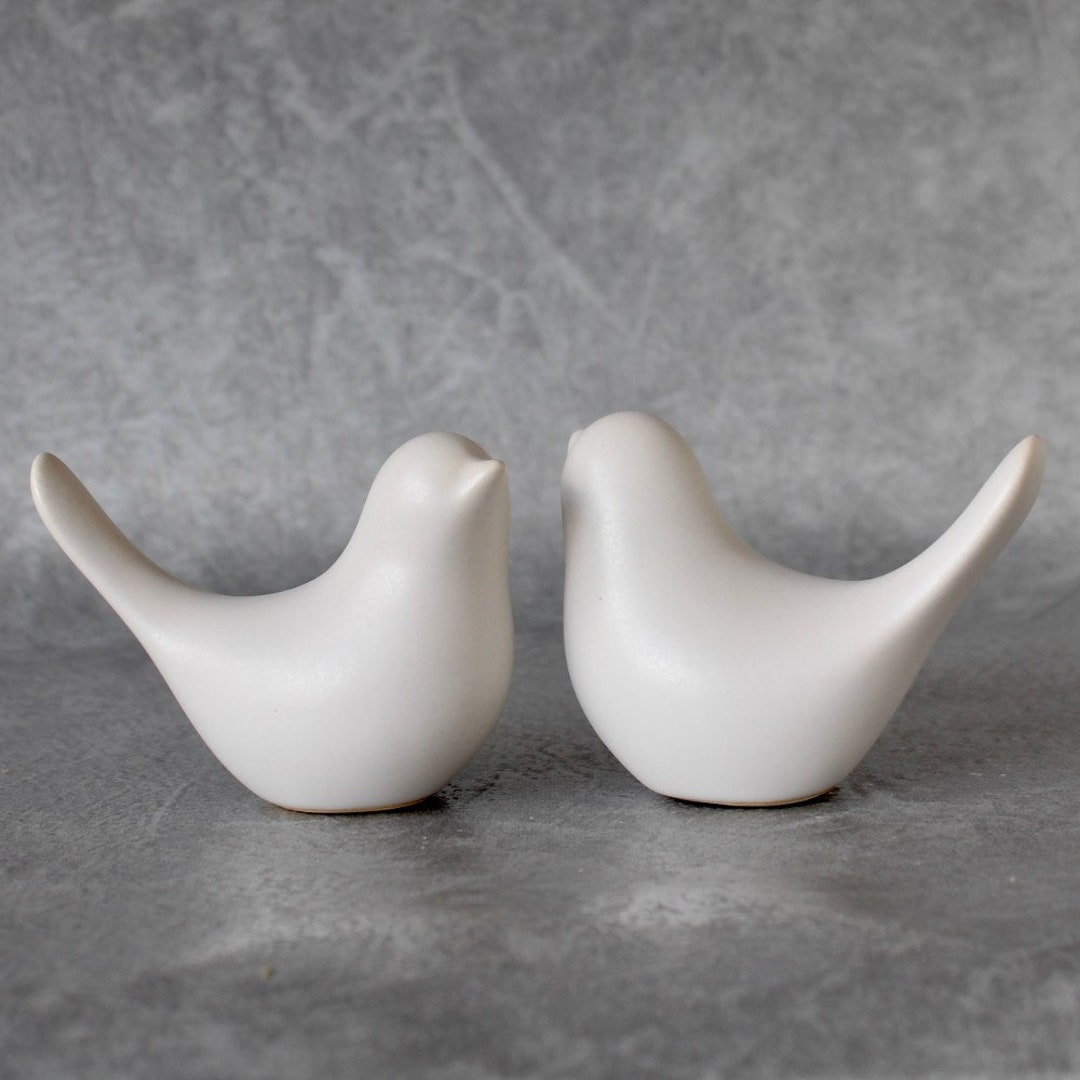 White Dove Bird Ceramic Figurine Ornament - Set of 2 | Dove Ceramic ...
