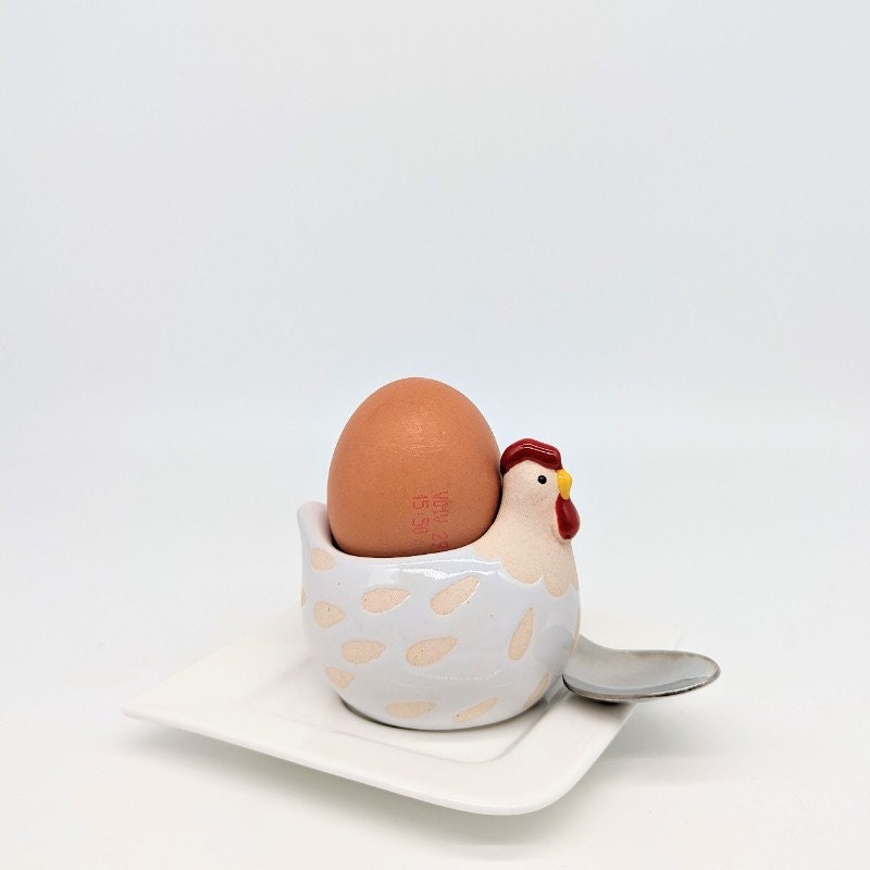White Hen Egg Cup Holder - Set of 2 | Chicken Rooster Gifts | Kitchen ...